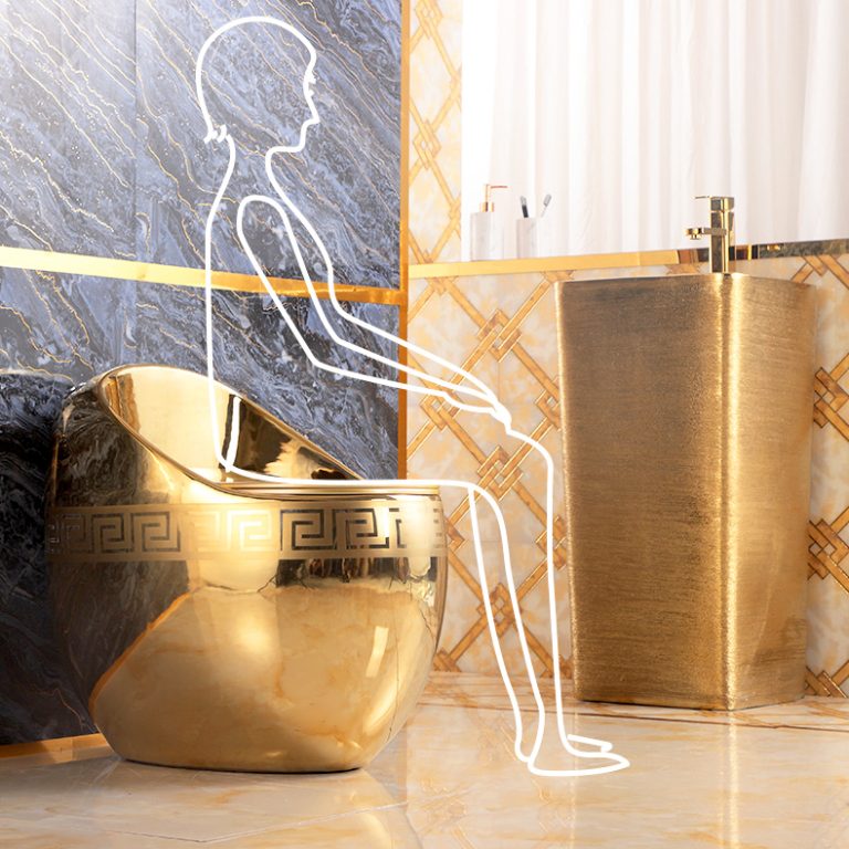 Luxury Modern Oval Gold Toilet with Ultra-Low Profile Tank - Royal ...