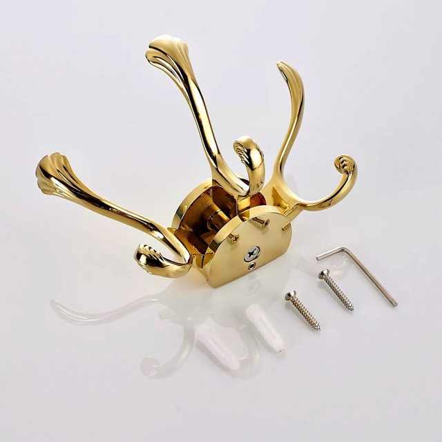Triple Gold Rotating Robe Hook - Royal Toiletry Global