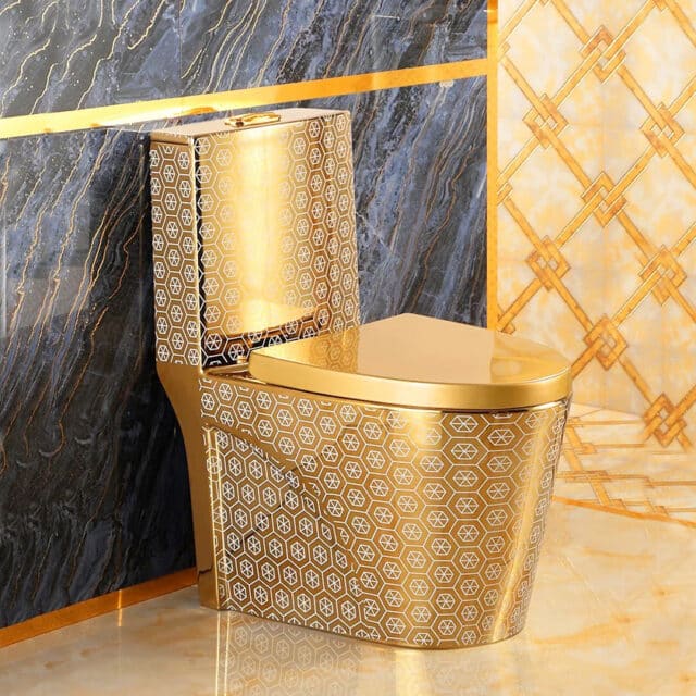 Modern Gold Toilet With Unique Hexagon Pattern - Royal Toiletry Global