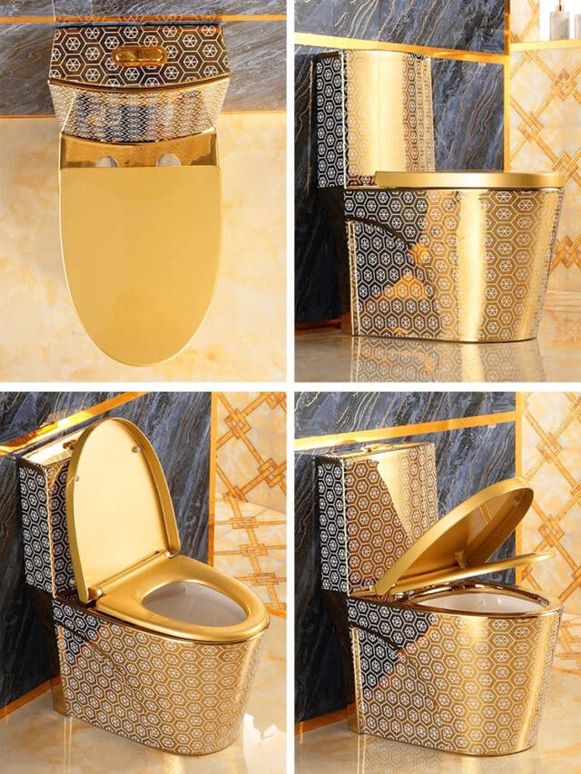 Modern Gold Toilet With Unique Hexagon Pattern - Royal Toiletry Global