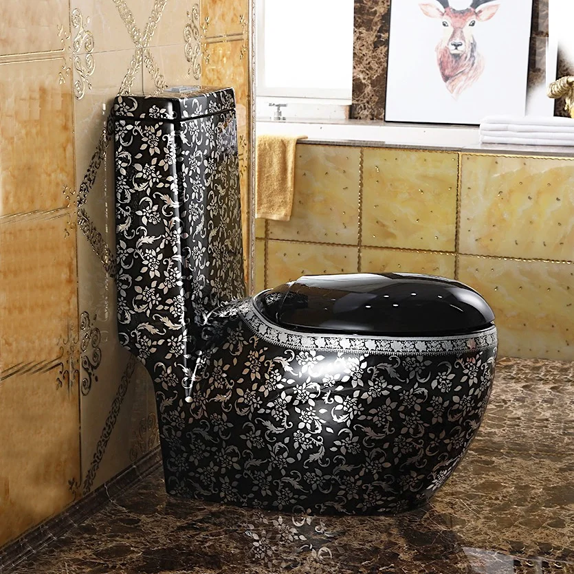 Oval Shaped Black And Silver Toilet - Royal Toiletry Global