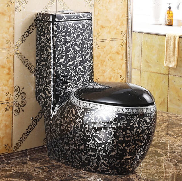 Oval Shaped Black And Silver Toilet - Royal Toiletry Global