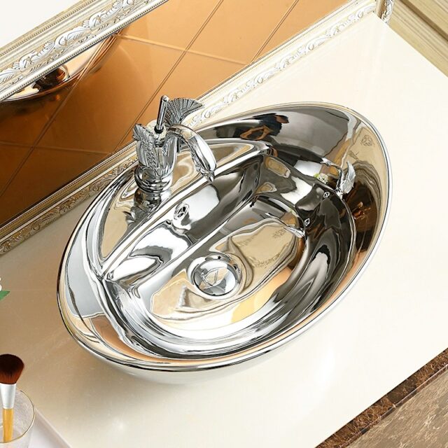 Classic Plain Silver Bathroom Basin - Royal Toiletry Global