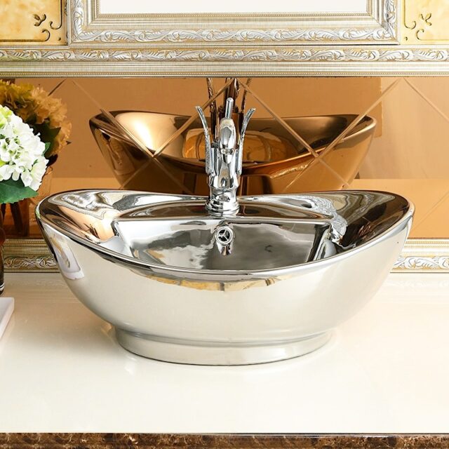 Classic Plain Silver Bathroom Basin - Royal Toiletry Global