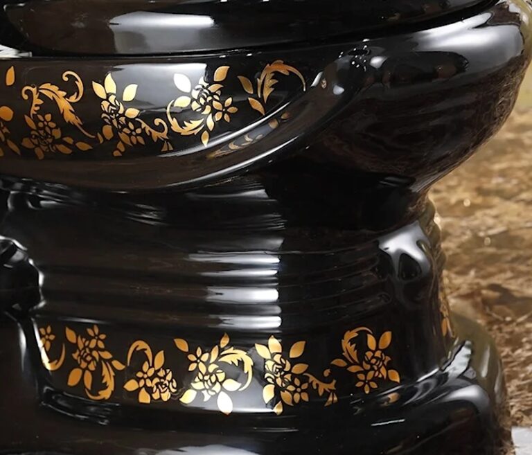 Royal Black Toilet with Gold Accents | Designer Bathroom Fixture ...