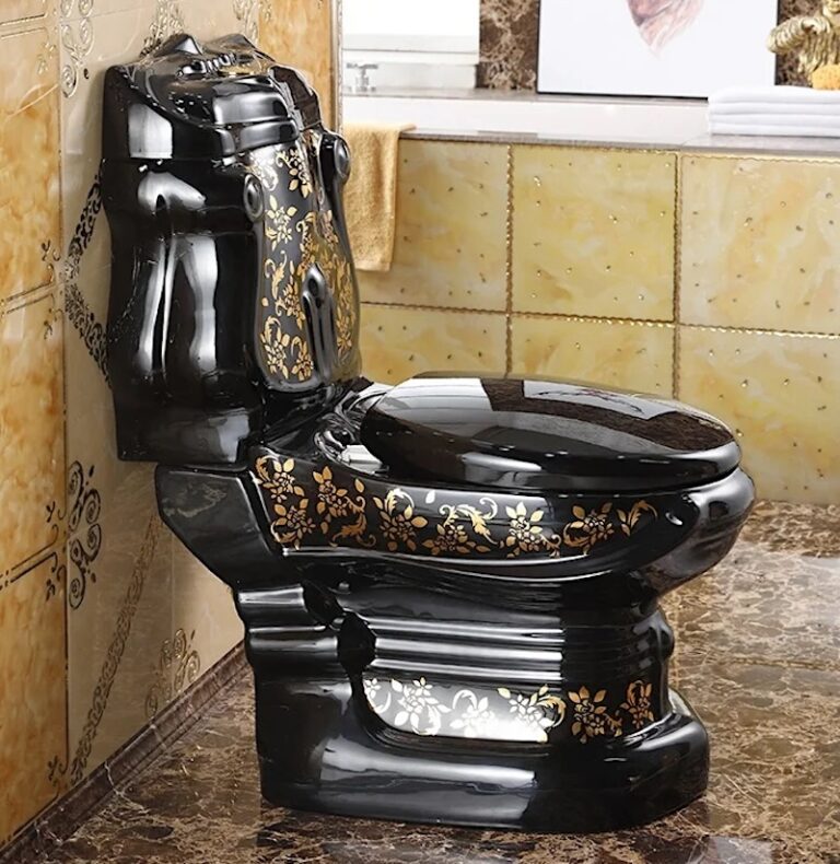 Royal Black Toilet with Gold Accents | Designer Bathroom Fixture ...