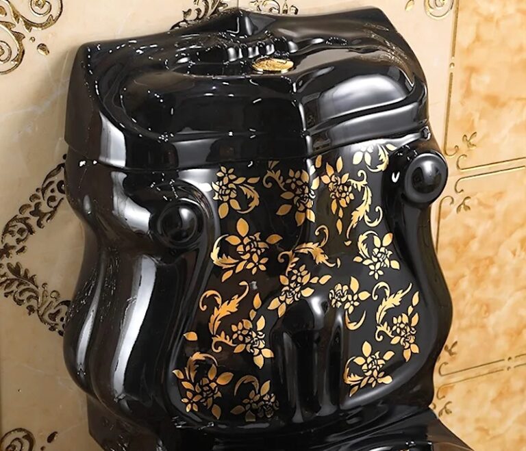 Royal Black Toilet with Gold Accents | Designer Bathroom Fixture ...