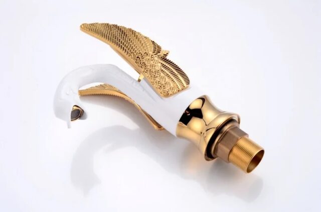 Majestic White-Gold Finished Swan Faucet - Royal Toiletry Global