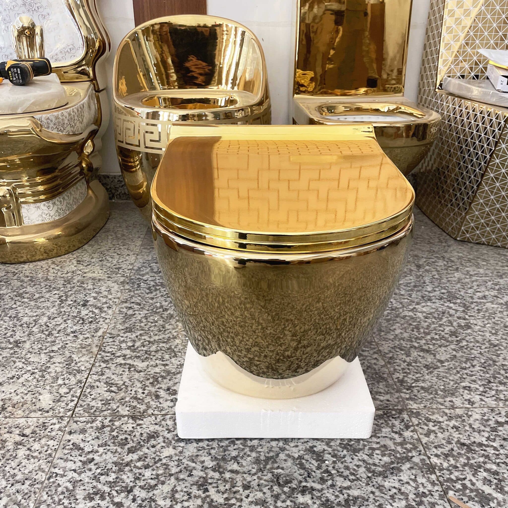 Modern Wall Mounted Plain Gold Toilet - Royal Toiletry Global