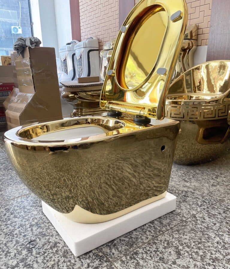 Modern Wall Mounted Plain Gold Toilet - Royal Toiletry Global