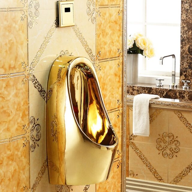 Sleek and Modern Elegant Wall Mounted Plain Gold Urinal - Royal ...