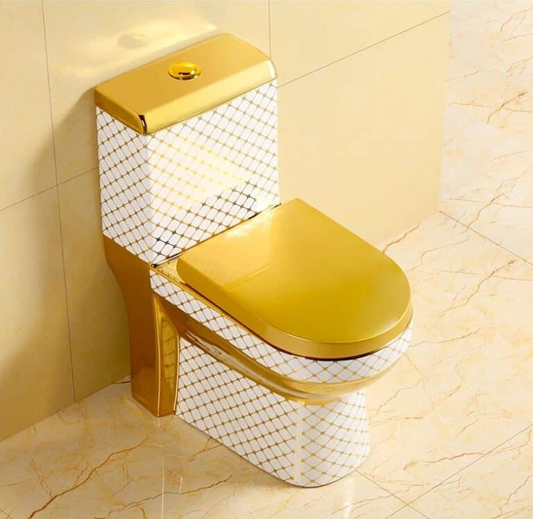 Deluxe White-Gold Diamond-Patterned Toilet - Royal Toiletry Global