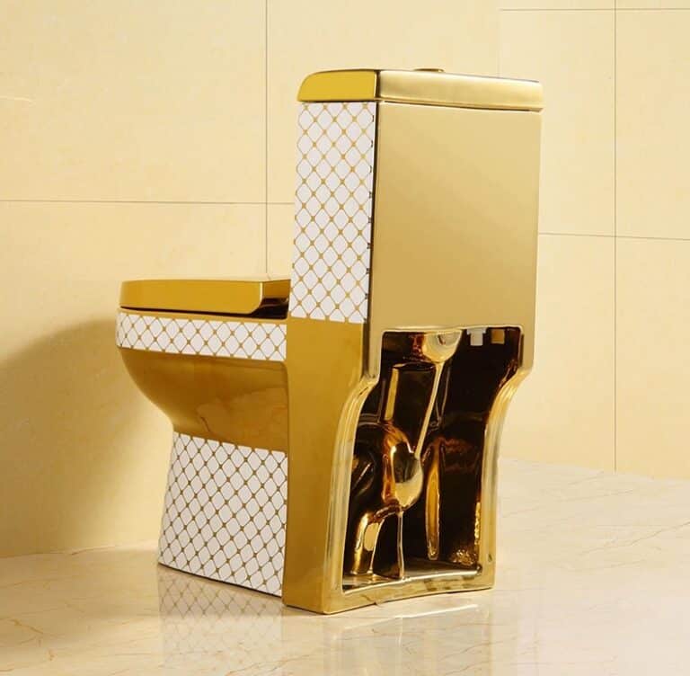 Deluxe White-Gold Diamond-Patterned Toilet - Royal Toiletry Global