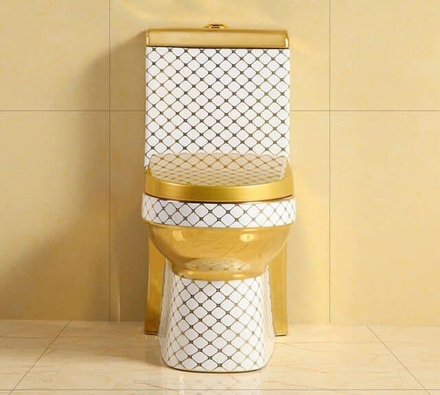 Deluxe White-Gold Diamond-Patterned Toilet - Royal Toiletry Global