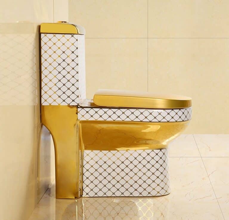 Deluxe White-Gold Diamond-Patterned Toilet - Royal Toiletry Global