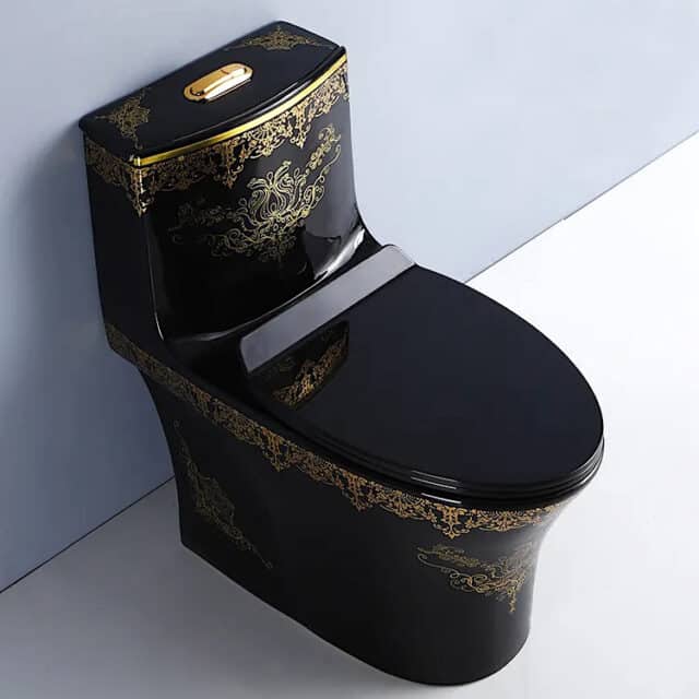 Luxury Black Toilet With Exquisite Gold Filigree Design - Royal ...