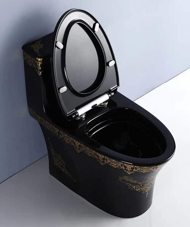 Luxury Black Toilet With Exquisite Gold Filigree Design - Royal ...