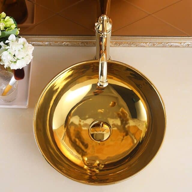 Modern Gold Horizon Textured Bathroom Sink - Royal Toiletry Global