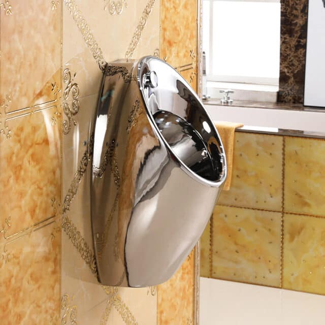 Modern Wall Mounted Silver Urinal - Royal Toiletry Global