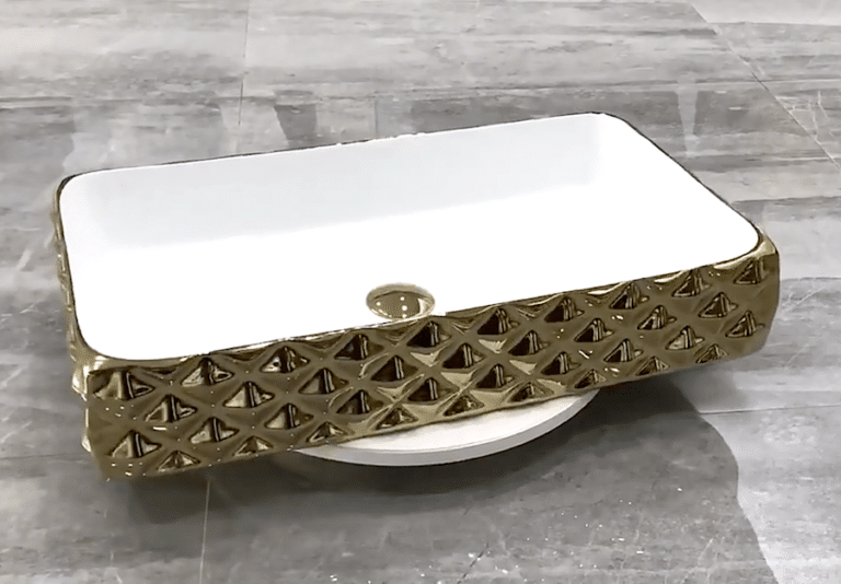 Luxury Gold Modern Bathroom Basin With Diamond Texture Design - Royal ...