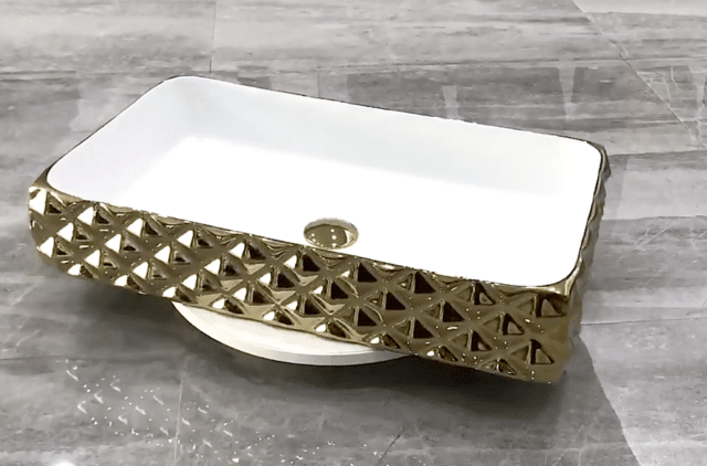 Luxury Gold Modern Bathroom Basin With Diamond Texture Design - Royal ...