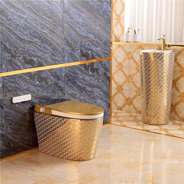 Luxury Gold Smart Toilet with Diamonds Pattern - Royal Toiletry Global