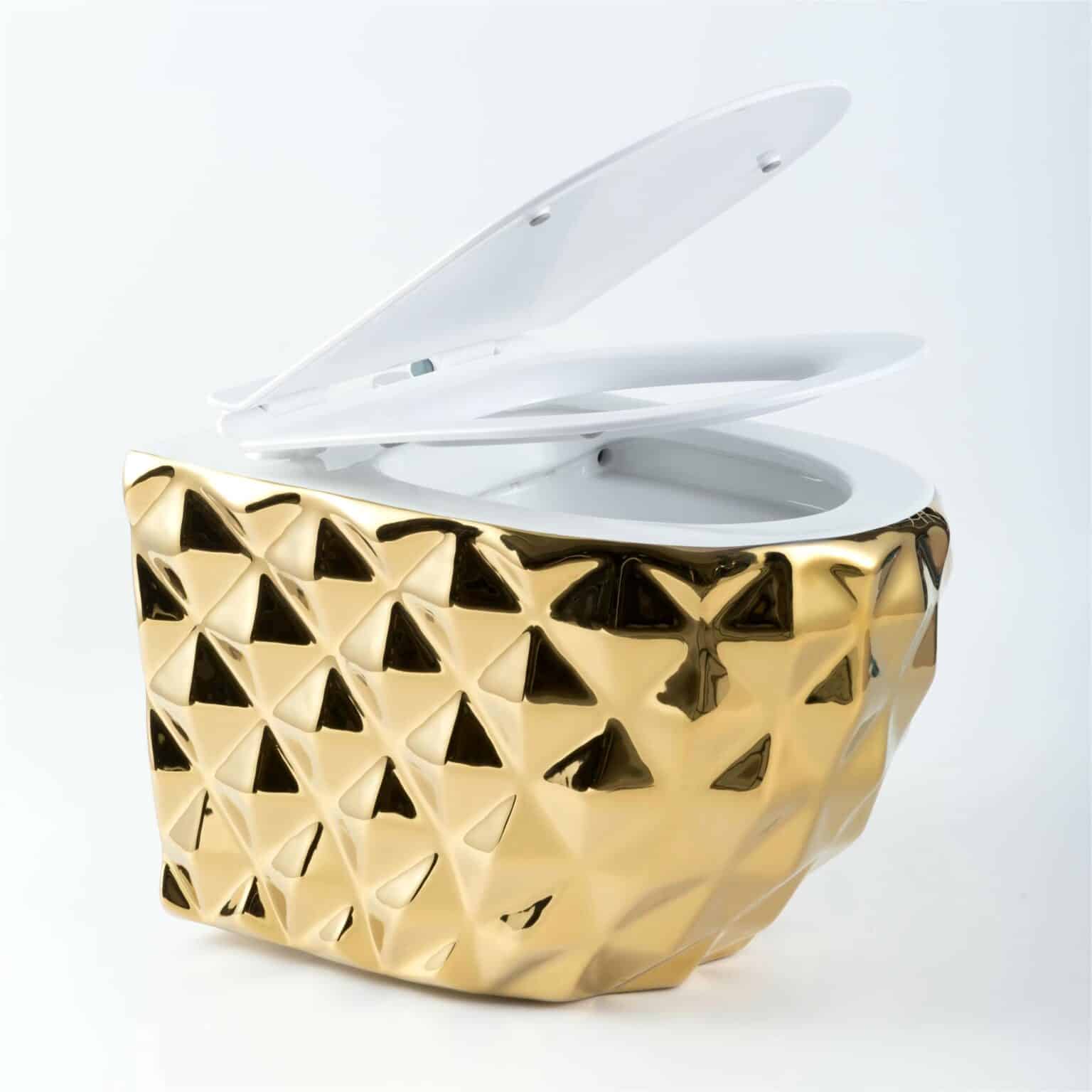 Luxury Gold Wall-Hung Toilet with Diamond Texture Design - Royal ...