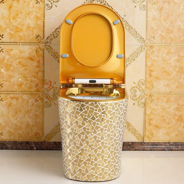 Luxury Design Low-Profile Mosaic Gold Toilet - Royal Toiletry Global
