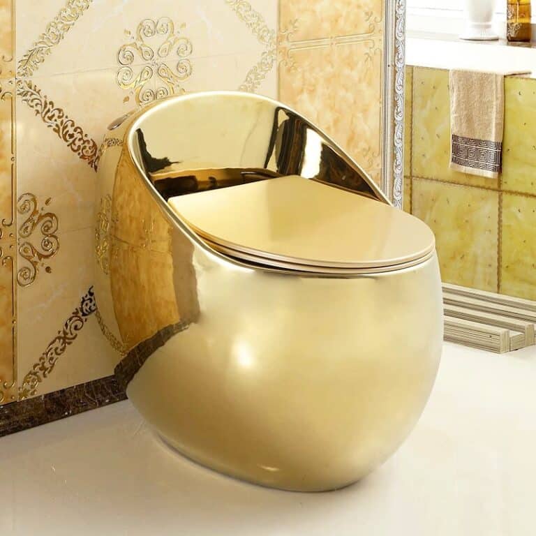 Oval Shaped Plain Gold Toilet With Ultra-Low Profile Water Tank - Royal ...