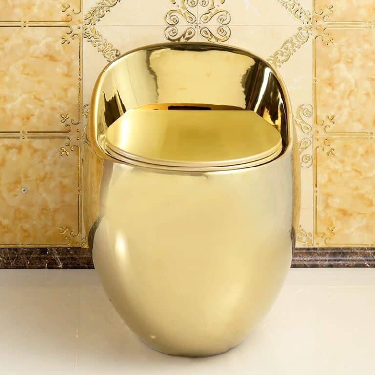 Oval Shaped Plain Gold Toilet With Ultra-Low Profile Water Tank - Royal ...