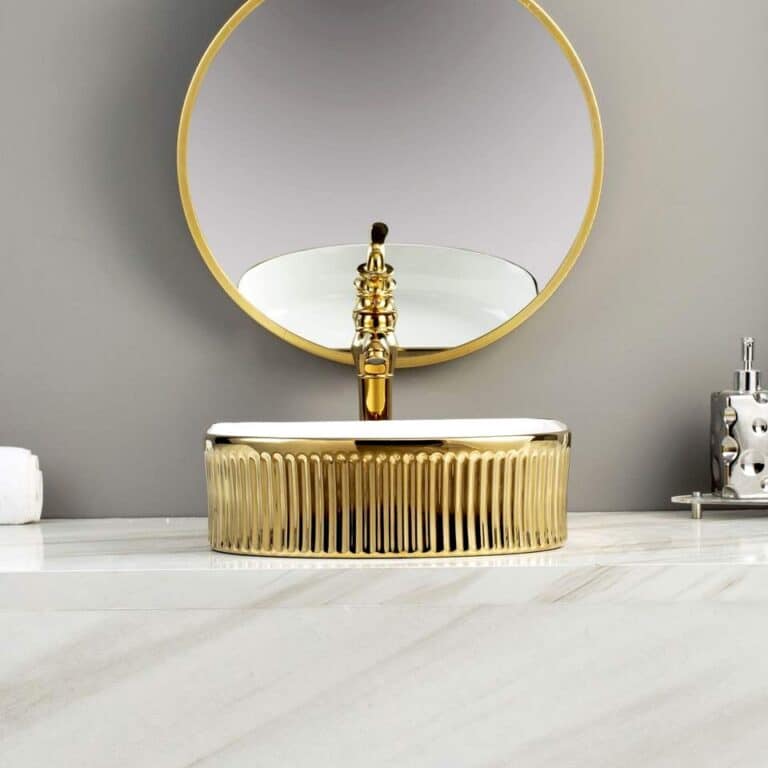Curved-Edge Luxury Gold Ceramic Basin - Royal Toiletry Global
