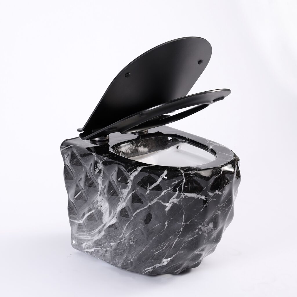 Luxury Black Marble Wall-Mounted Toilet – Diamond Design - Royal ...