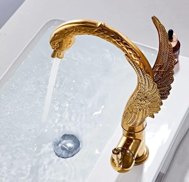 Luxury Gold Swan Faucet – Single Handle Mixer for Bathroom Sink - Royal ...