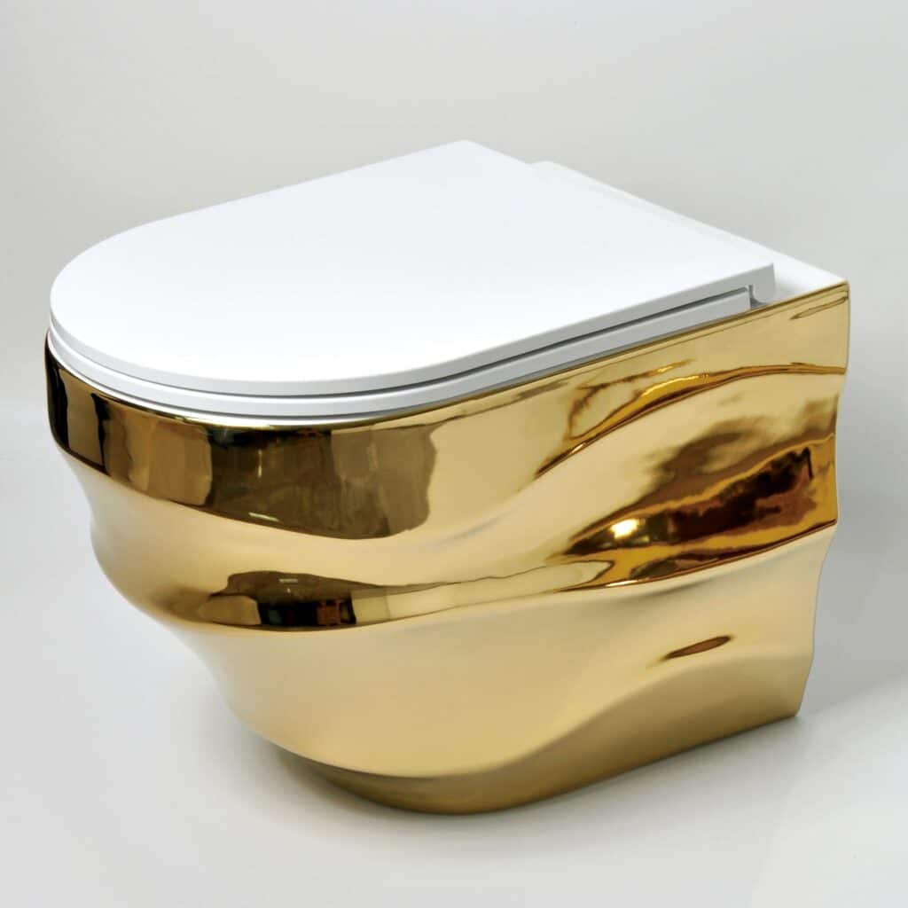 Luxury Wall-Mounted Gold Toilet | Modern Floating Designer Toilet ...