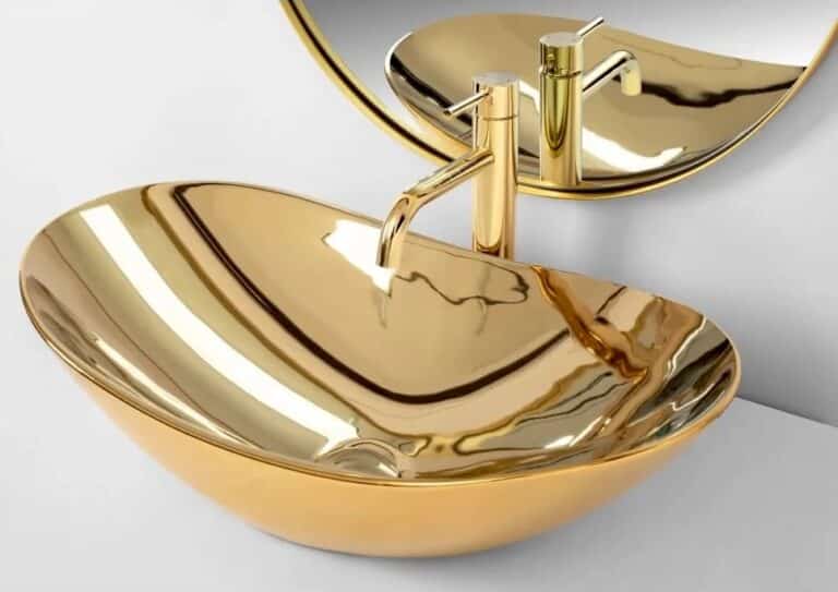 Luxury Oval Gold Basin – Scratch-Resistant Designer Bathroom Sink ...